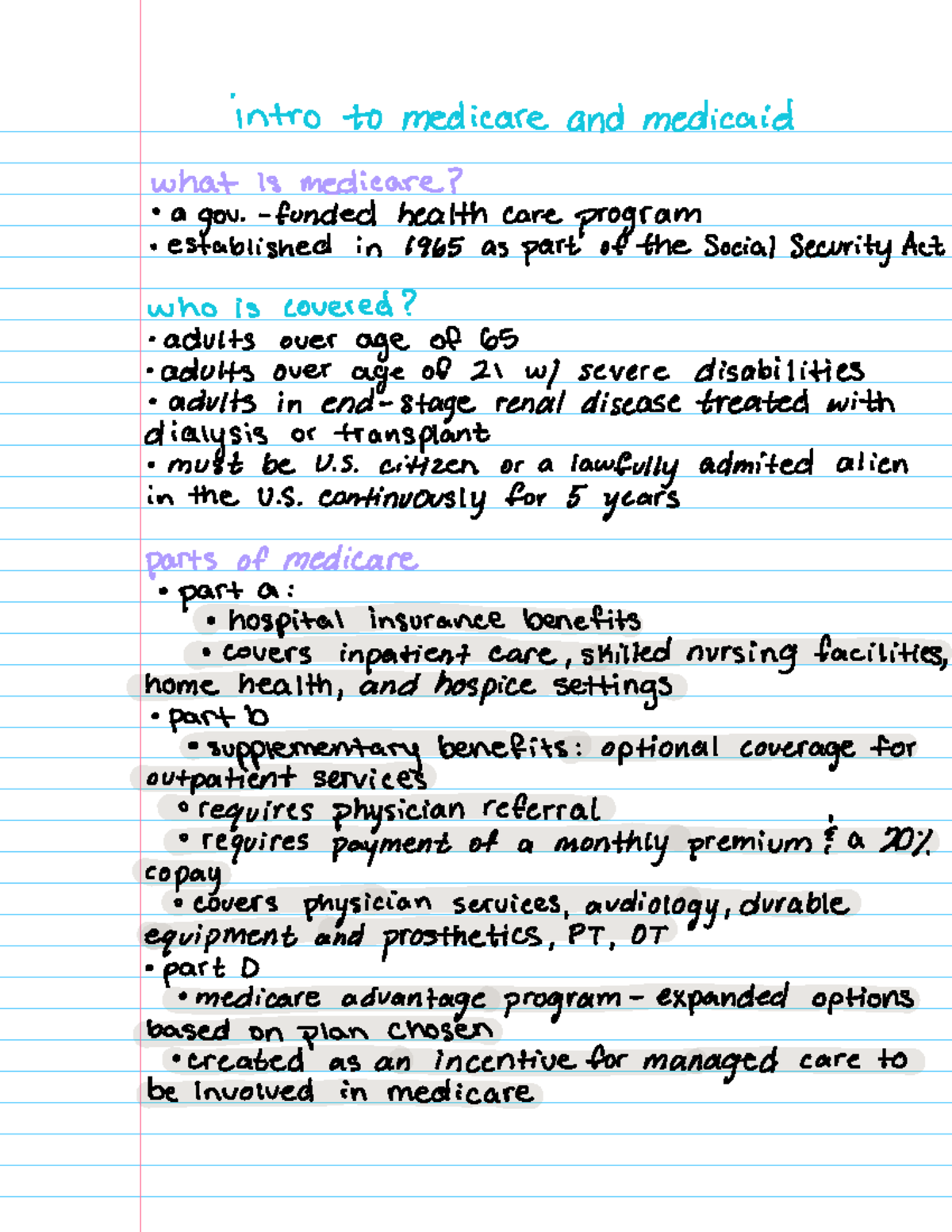 Csd notes 3 - intro to medicare and medicaid what is medicare a ...