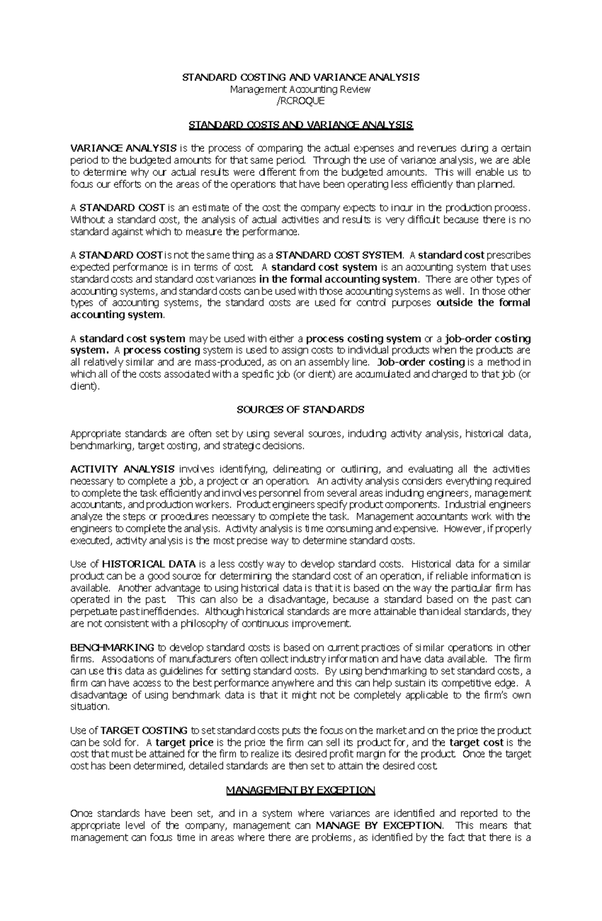 05 Standard Costing and Variance Analysis - STANDARD COSTING AND ...
