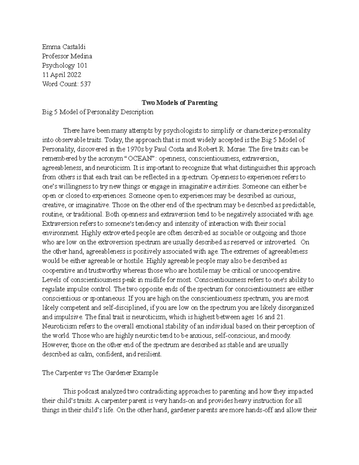 Podcast Reflection #4 - Emma Castaldi Professor Medina Psychology 101 ...