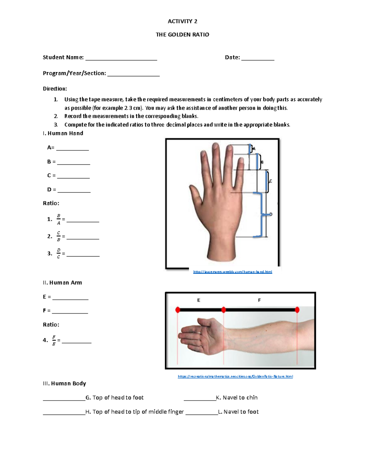 SPOC- Activity-2-Golden-Ratio Template - ACTIVITY 2 THE GOLDEN RATIO ...