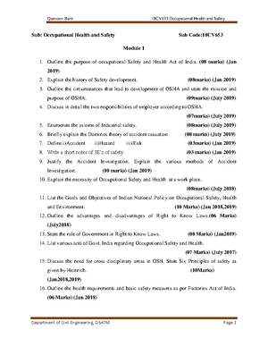 OSHA MOD 1 - OSHA notes - Occupational Hazard and Control Principles ...