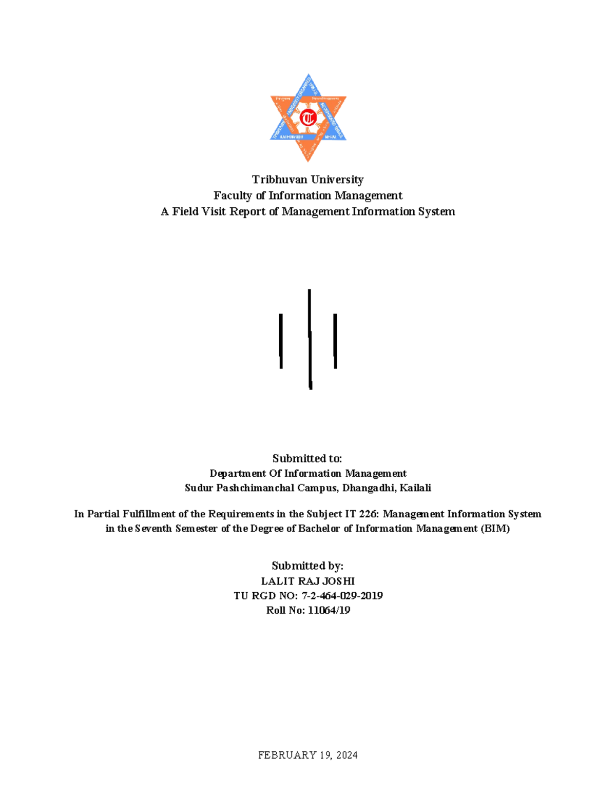 Mis cover page - reports - Tribhuvan University Faculty of Information ...