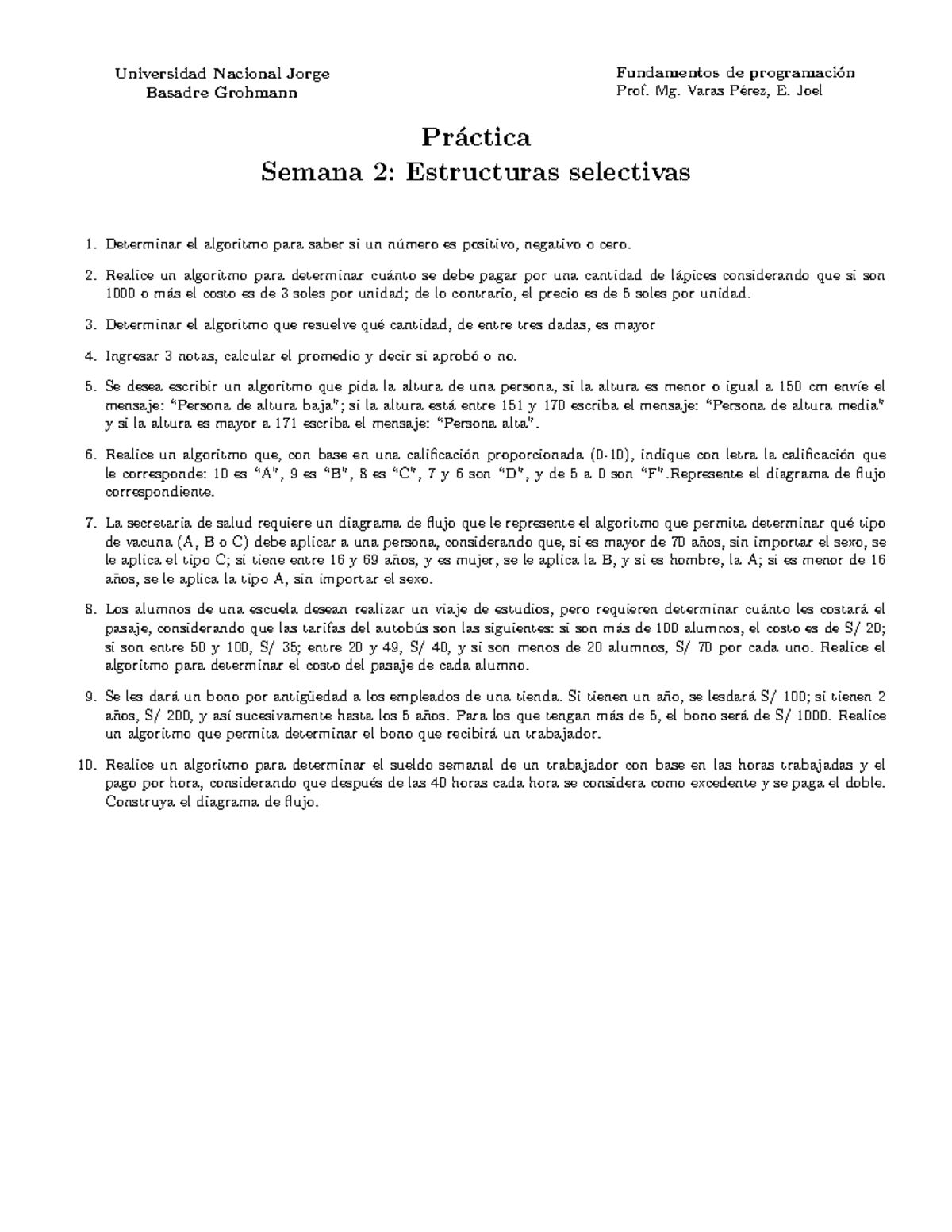 Estructuras Selectivas - Universidad Nacional Jorge Basadre Grohmann ...