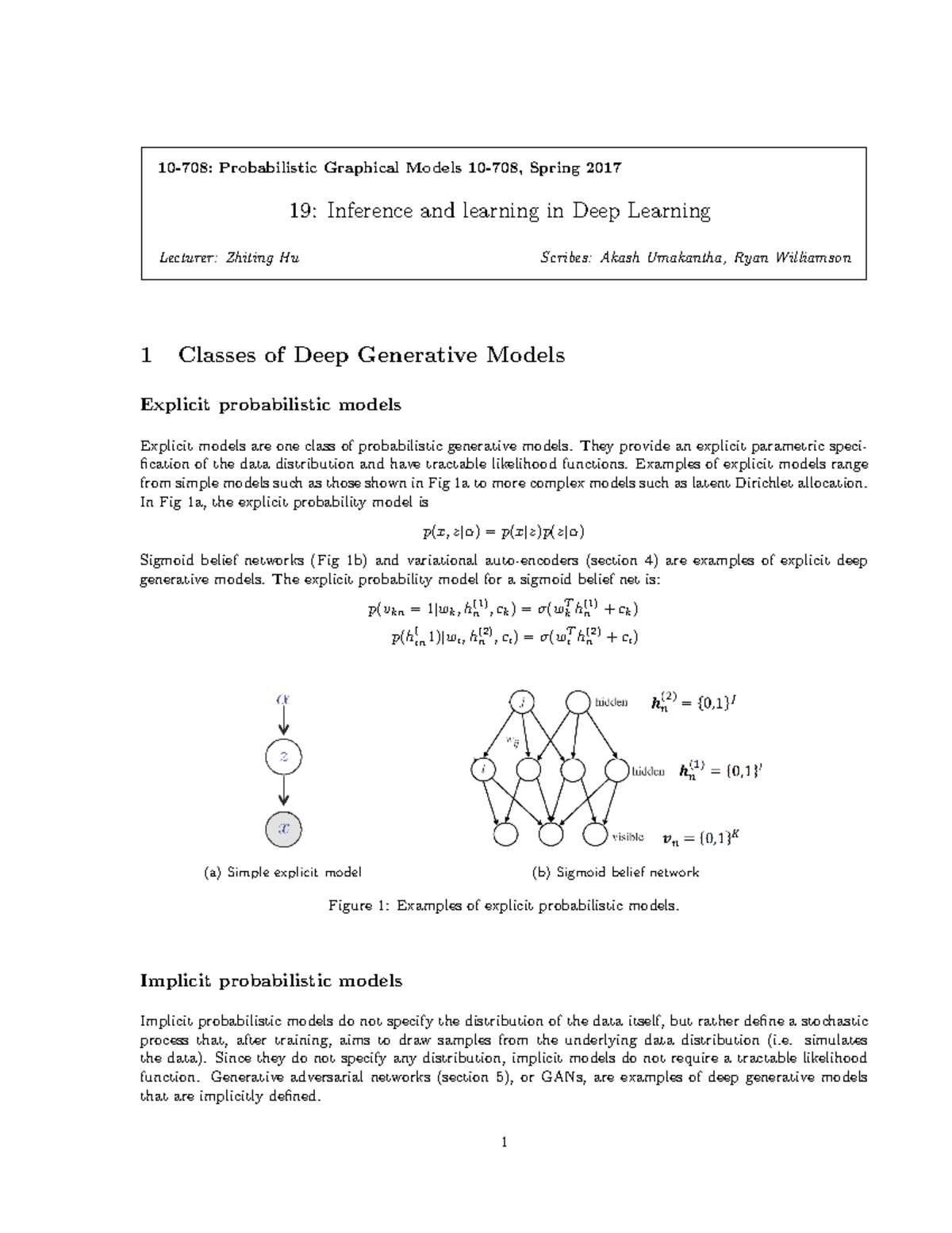 10708-scribe-lecture 19 - 10-708: Probabilistic Graphical Models 10-708, Spring 2017 19 ...
