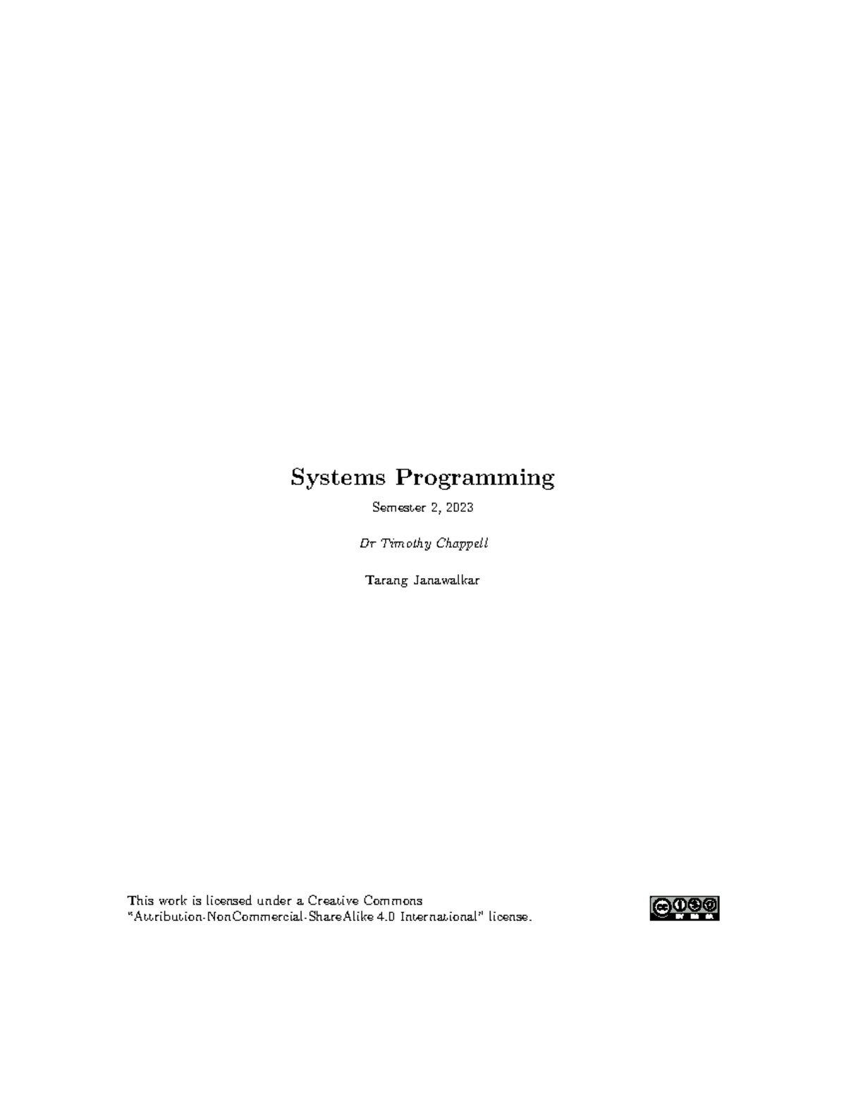 CAB403 Lecture Notes - Systems Programming Semester 2, 2023 Dr Timothy ...