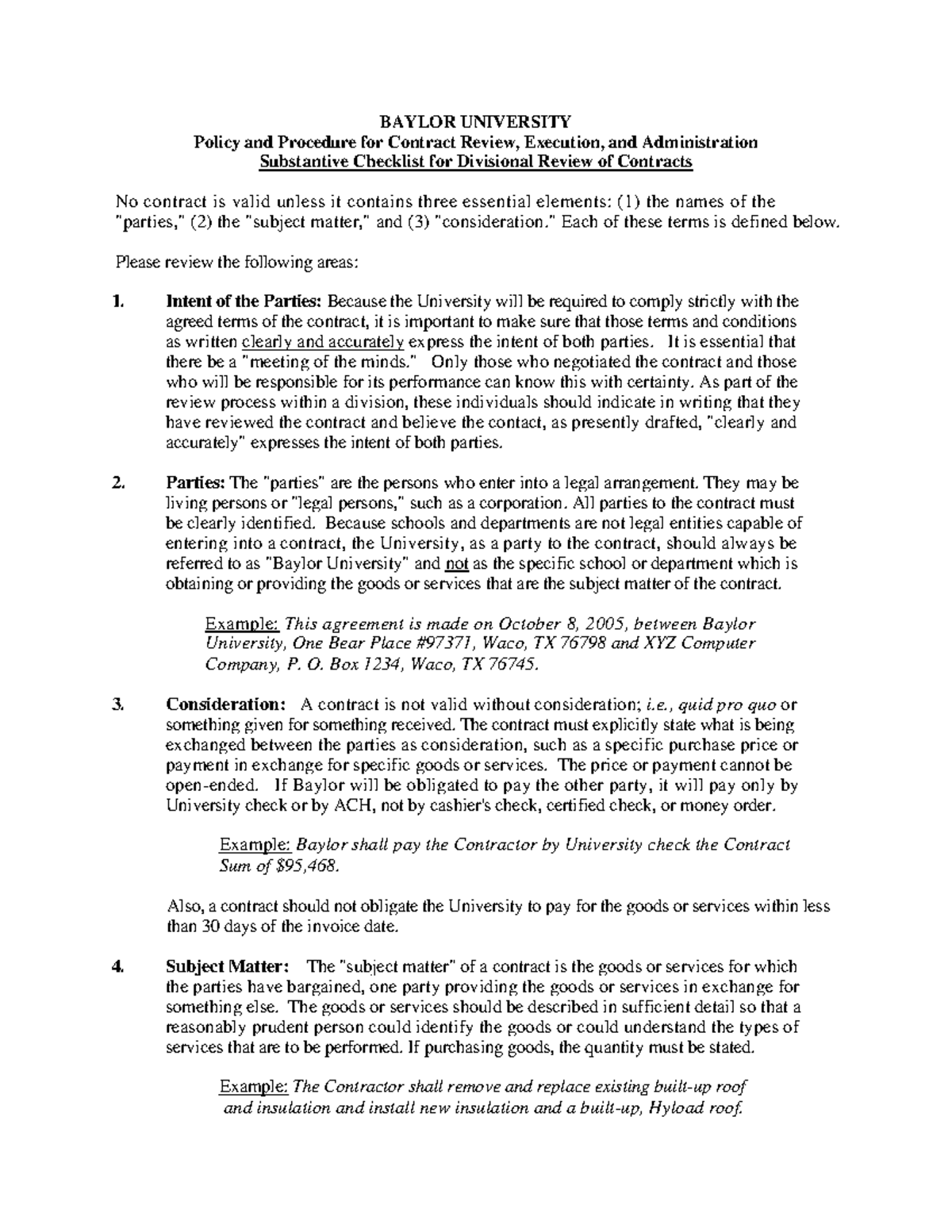Baylor Contract Policy and Procedure - BAYLOR UNIVERSITY Policy and ...