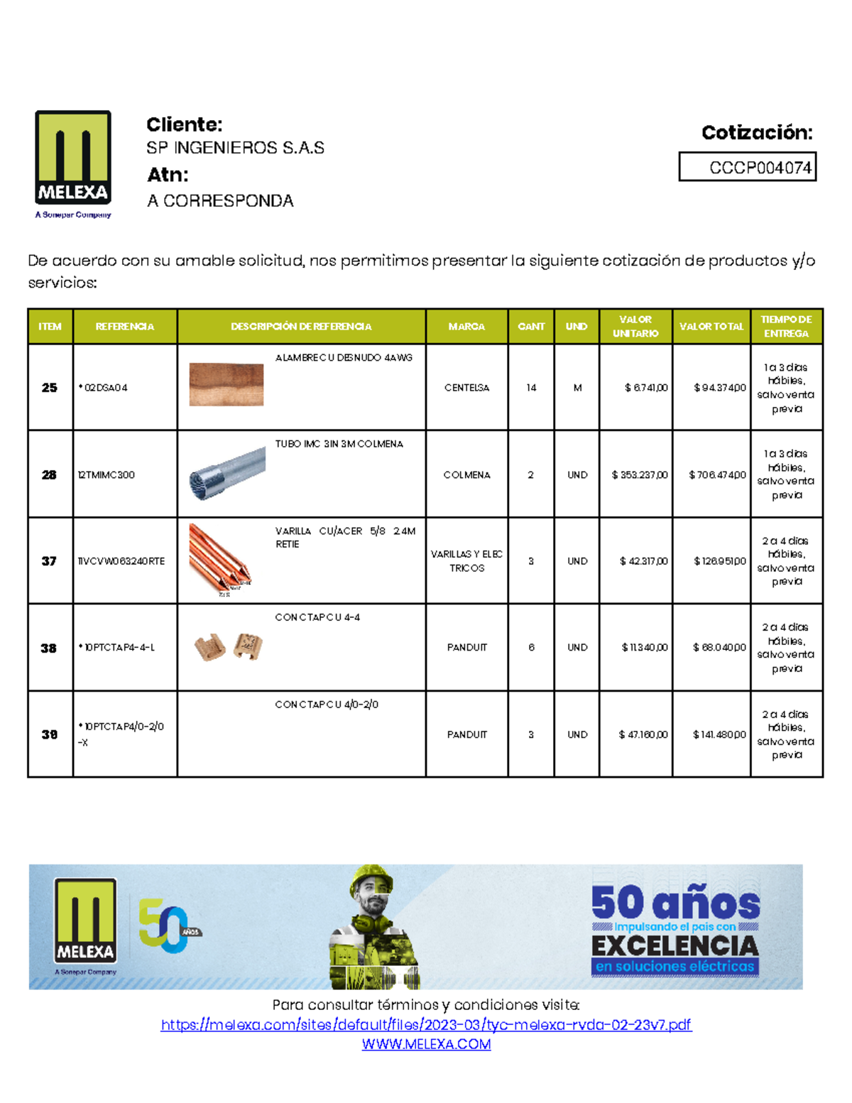 CCCP004074 Melexa - Para consultar términos y condiciones visite: - Studocu