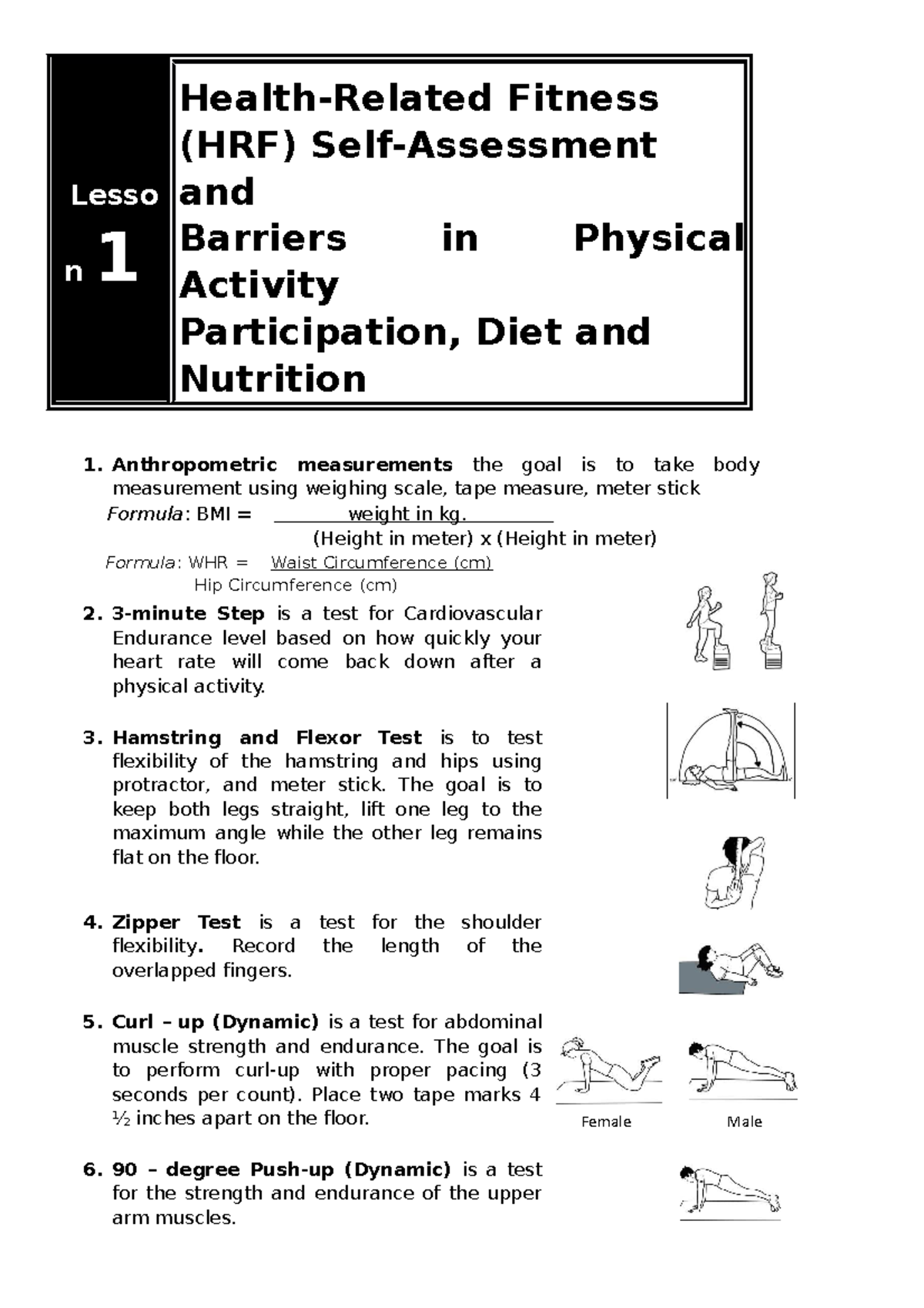 HOPE-1- Handouts - Summary - Lesso n 1 Health-Related Fitness (HRF ...