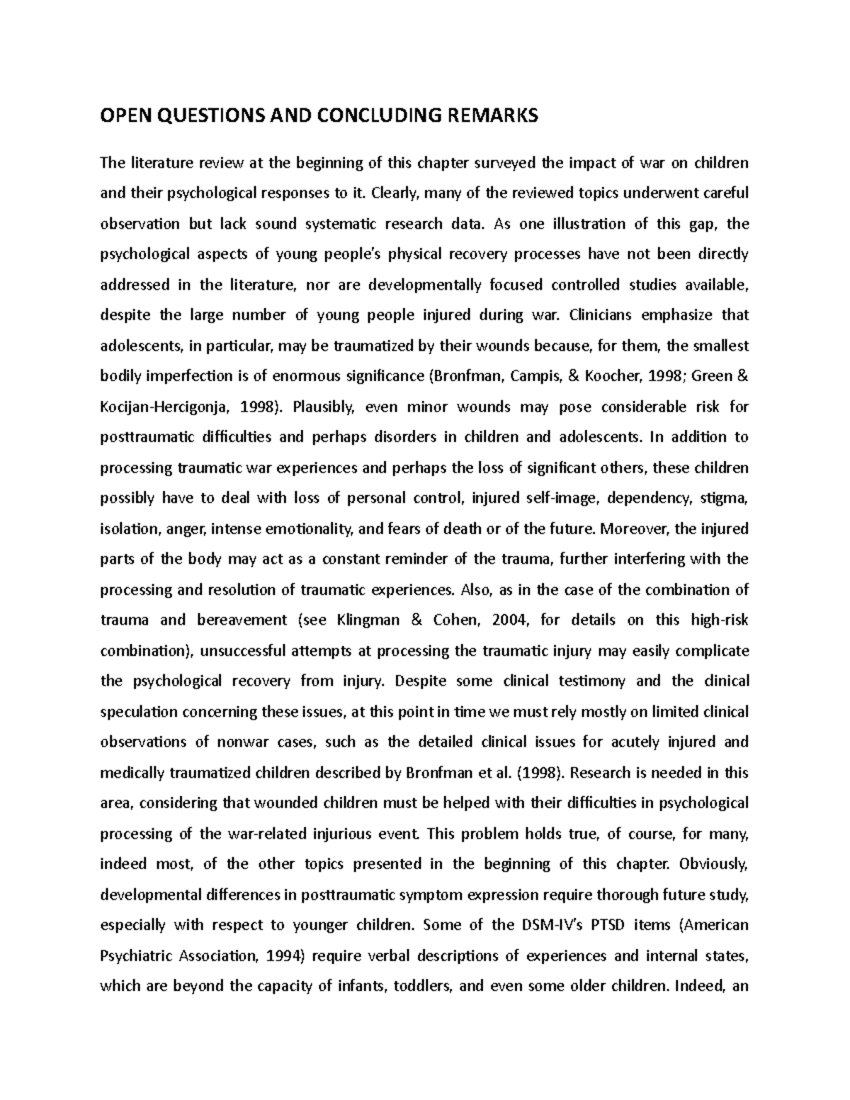 OPEN Questions AND Concluding Remarks - OPEN QUESTIONS AND CONCLUDING ...