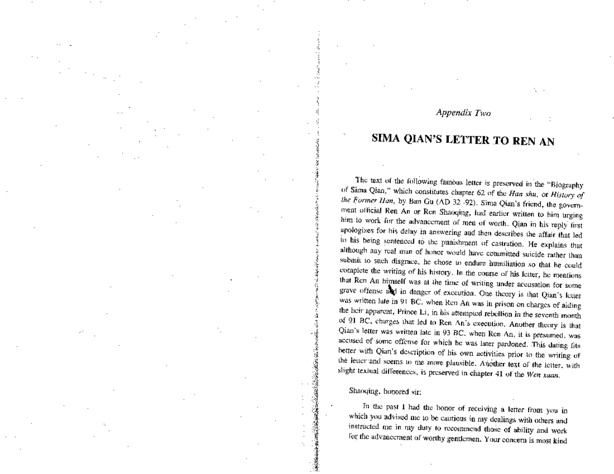 A Translated Copy of the Original Letter to Ren An - English course ...