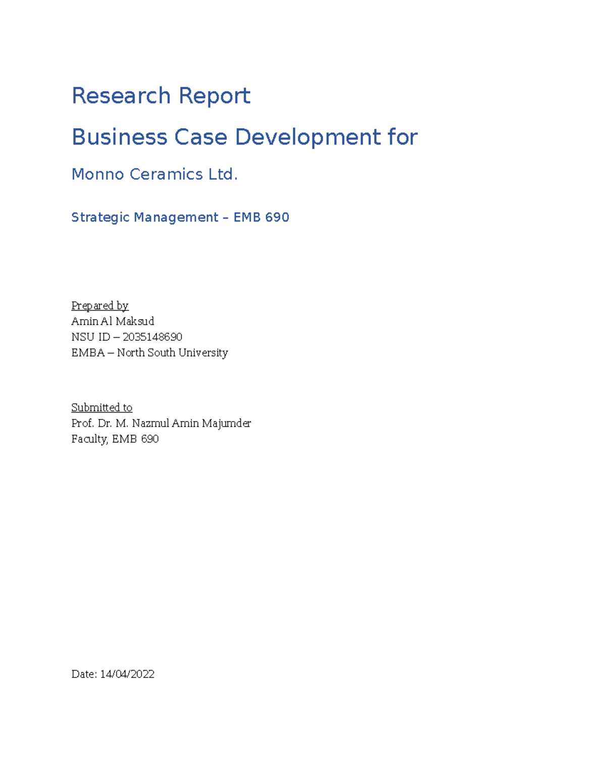 Term Paper 2035148 Amin Al Maksud - Research Report Business Case ...