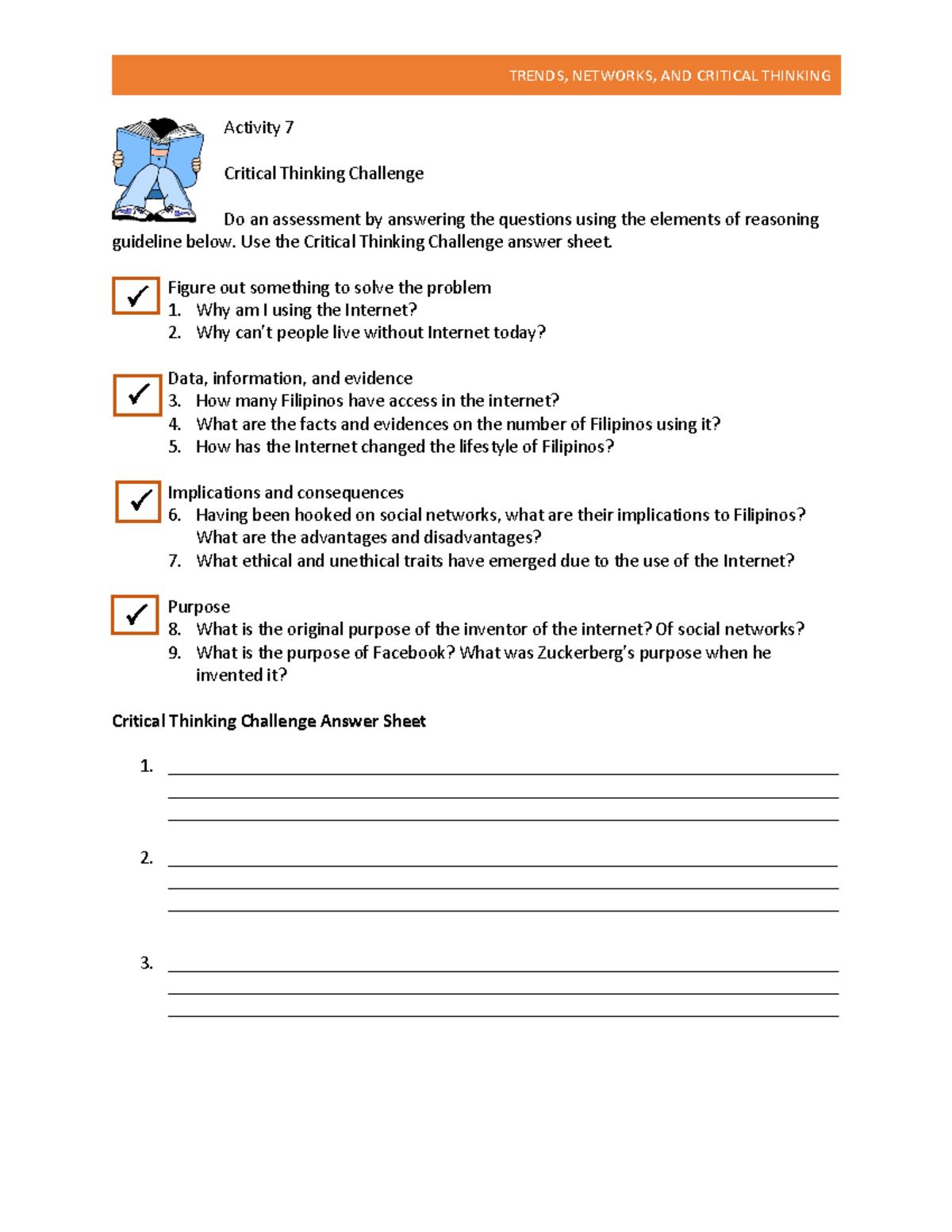 Activity 7 - FUN - TRENDS, NETWORKS, AND CRITICAL THINKING Activity 7 ...