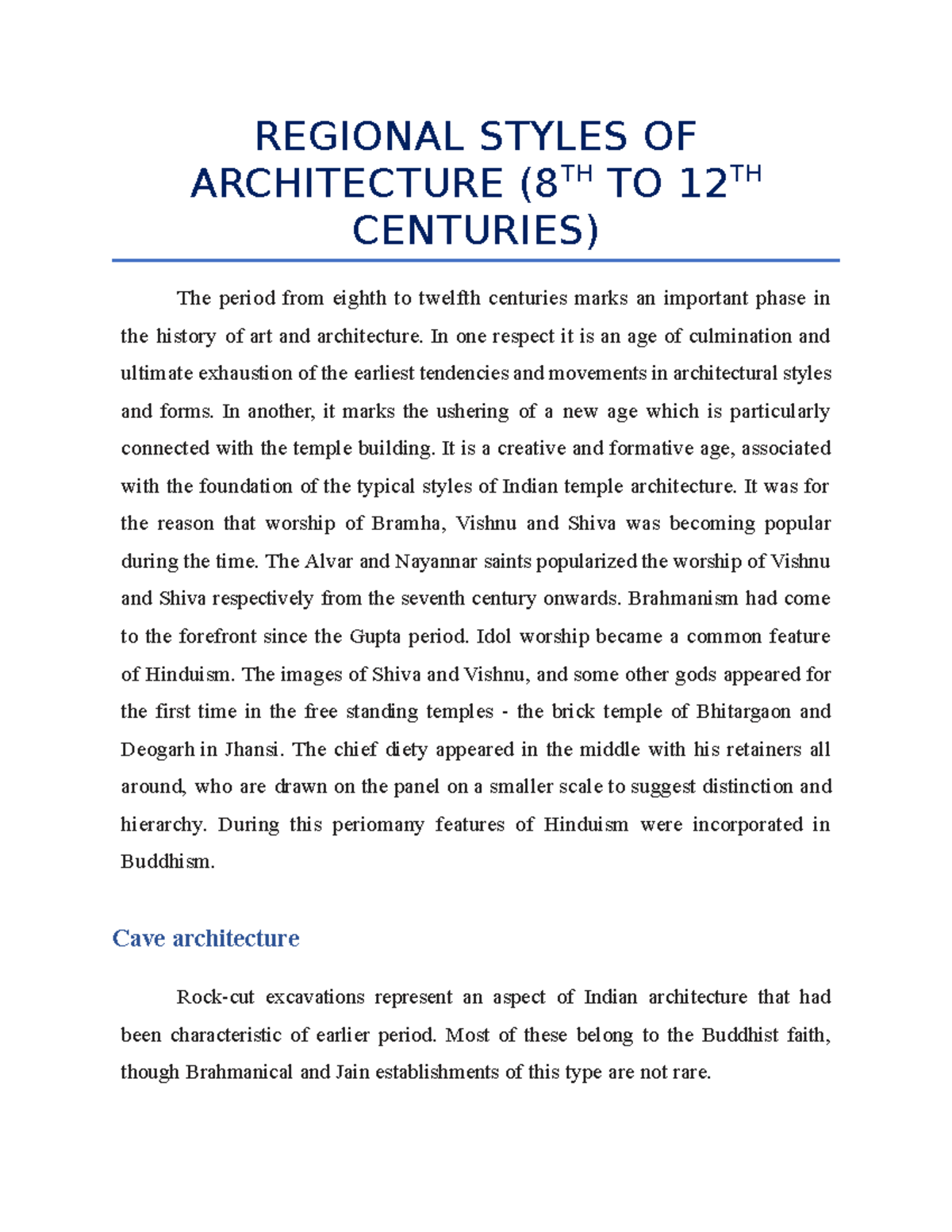 Regional Styles OF Architecture (8TH TO 12TH Centuries) - REGIONAL ...