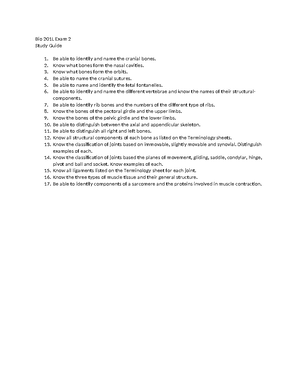 BIO 201 Lab quiz 1 study guide - BIO201L Quiz 1 Study Guide 1. Know the ...