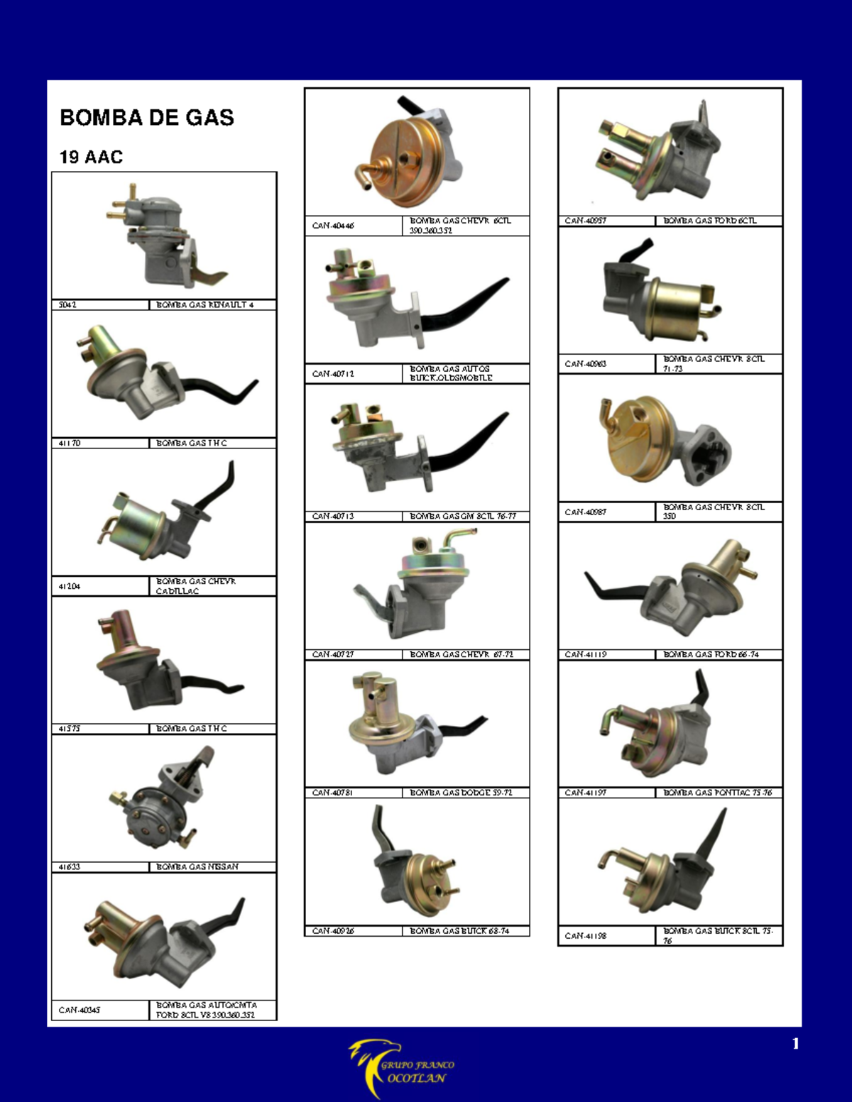 Bomba de gas - BOMBA DE GAS 19 AAC 5042 BOMBA GAS RENAULT 4 41170 BOMBA ...