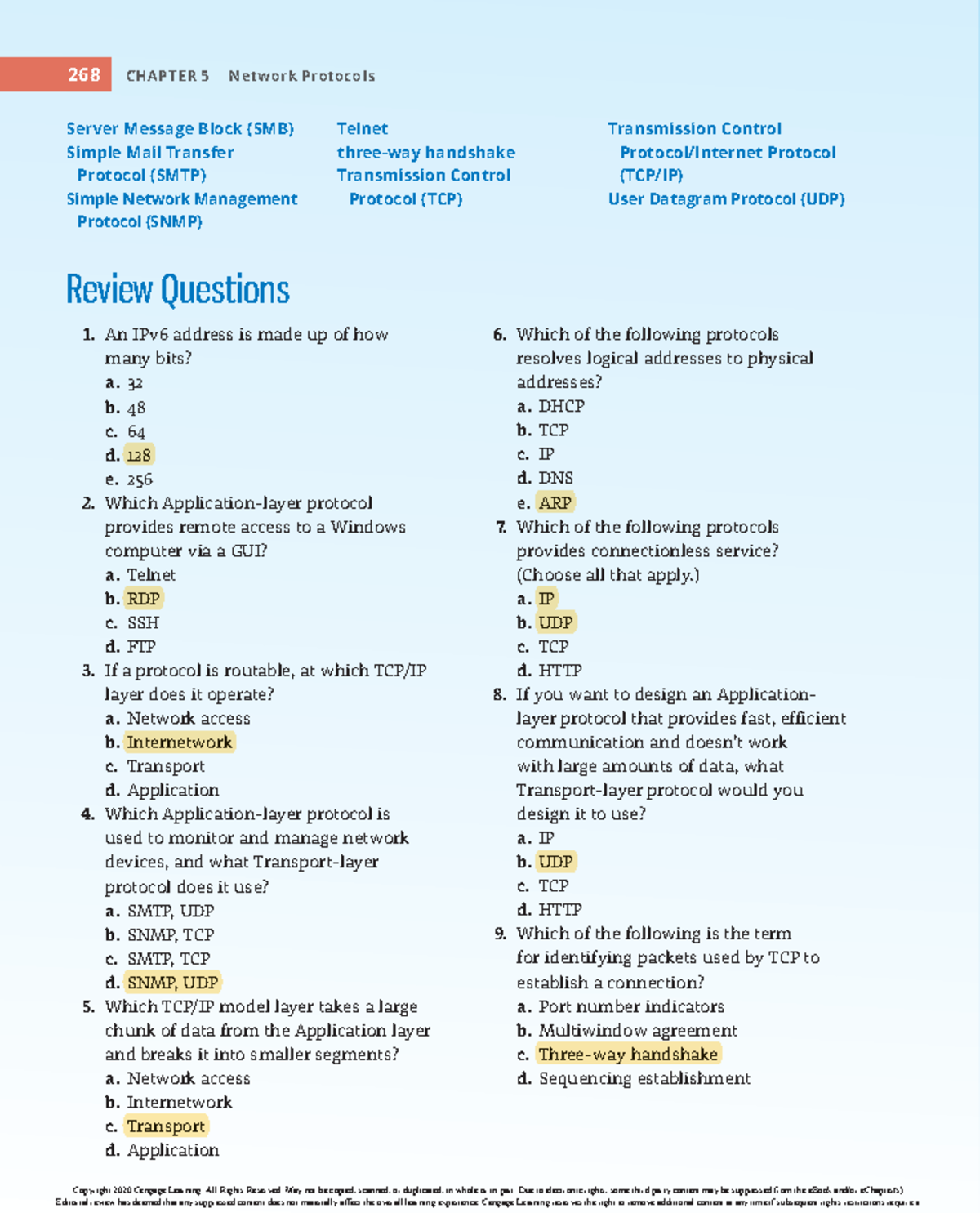 Chapter 05 Review Questions - Server Message Block (SMB) Simple Mail ...
