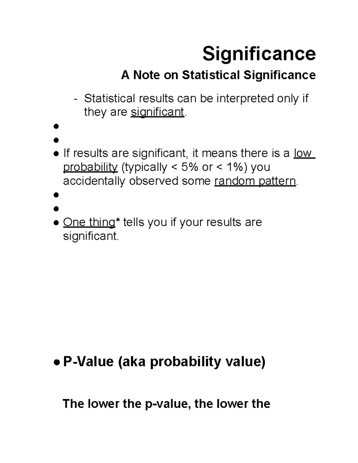 Psy242 significance - Significance A Note on Statistical Significance ...