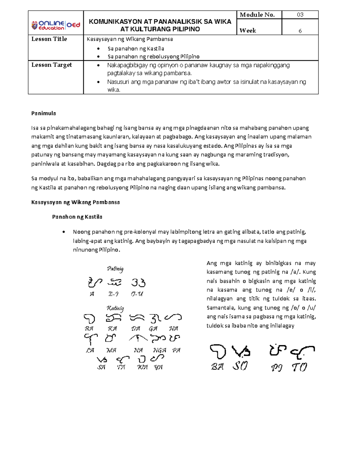 Week 006-Module Kasaysayan ng Wikang Pambansa Part 1 - KOMUNIKASYON AT PANANALIKSIK SA WIKA AT ...