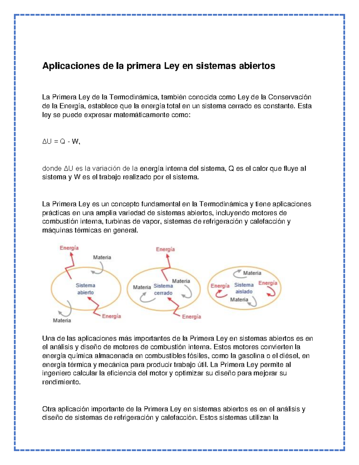 Termodinámica U3 parte 3 - Aplicaciones de la primera Ley en sistemas abiertos La Primera Ley de ...