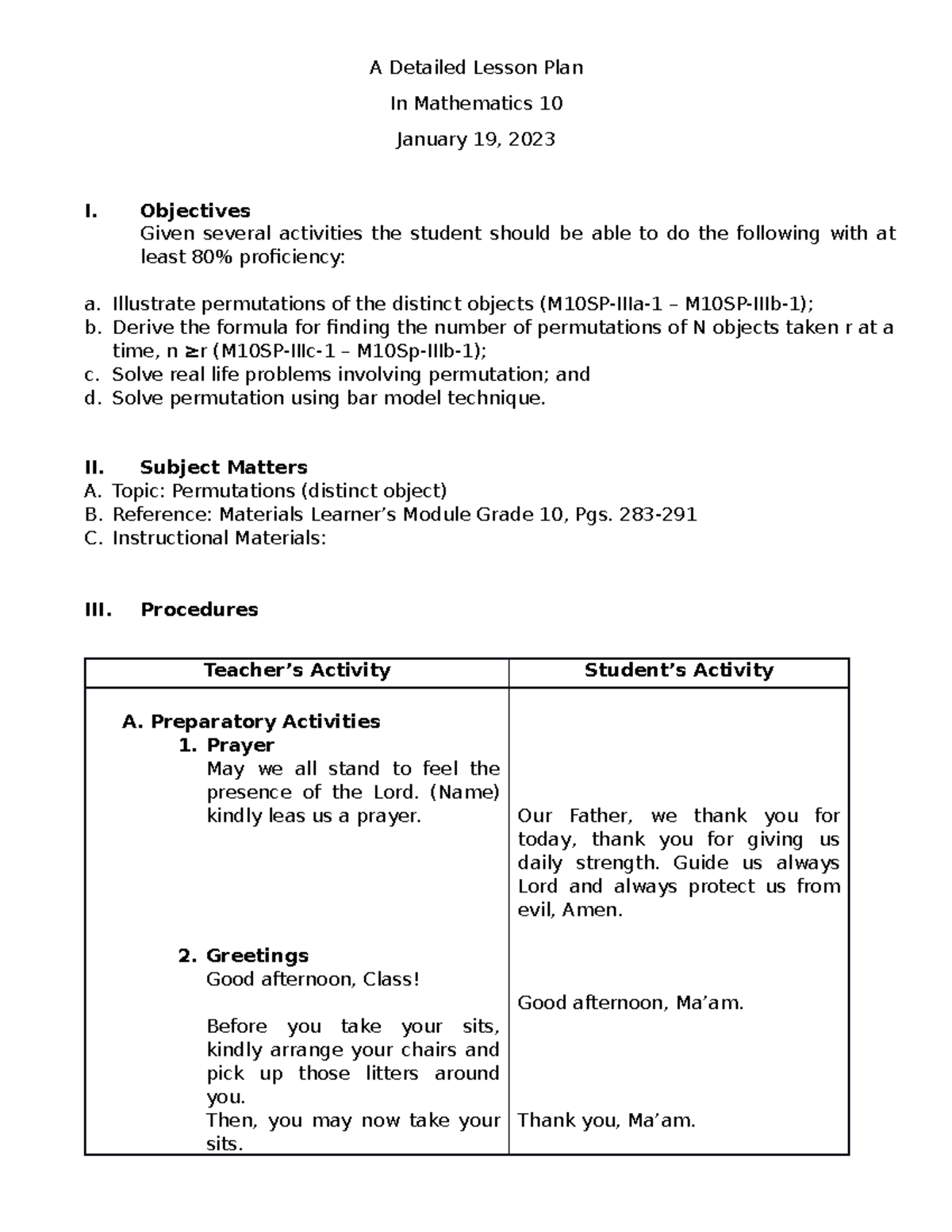 Lesson Plan (Renato's Group) - A Detailed Lesson Plan In Mathematics 10 ...