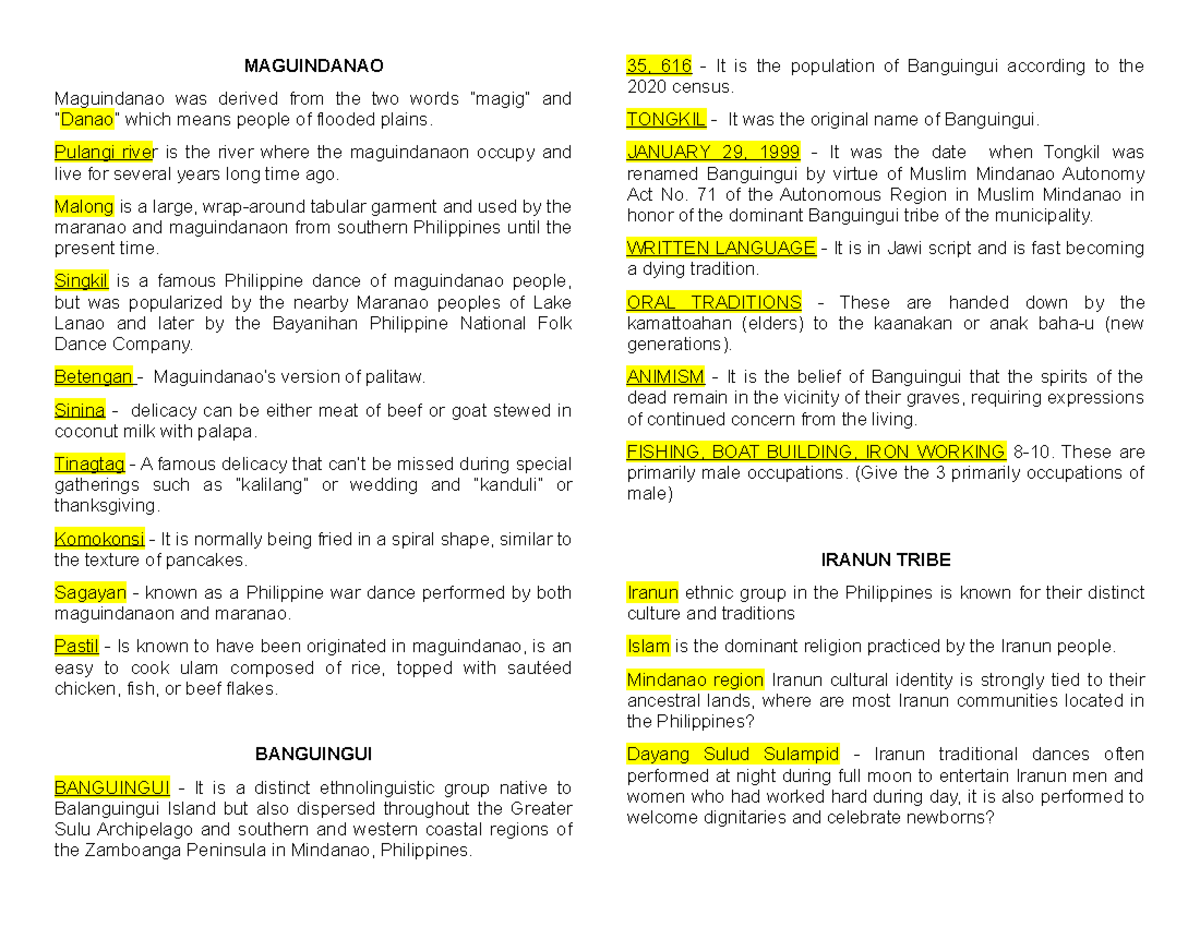 Cultures OF Mindanao compilation - MAGUINDANAO Maguindanao was derived ...