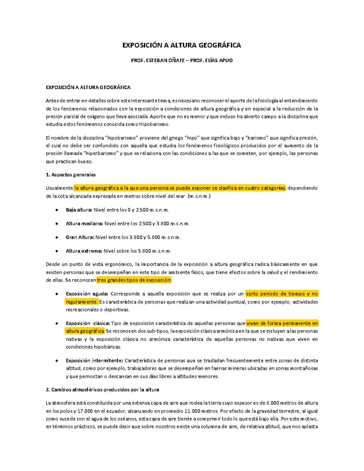 Hipo e Hiperbarismo S2 - Apuntes 17 - EXPOSICIÓN A ALTURA GEOGRÁFICA ...