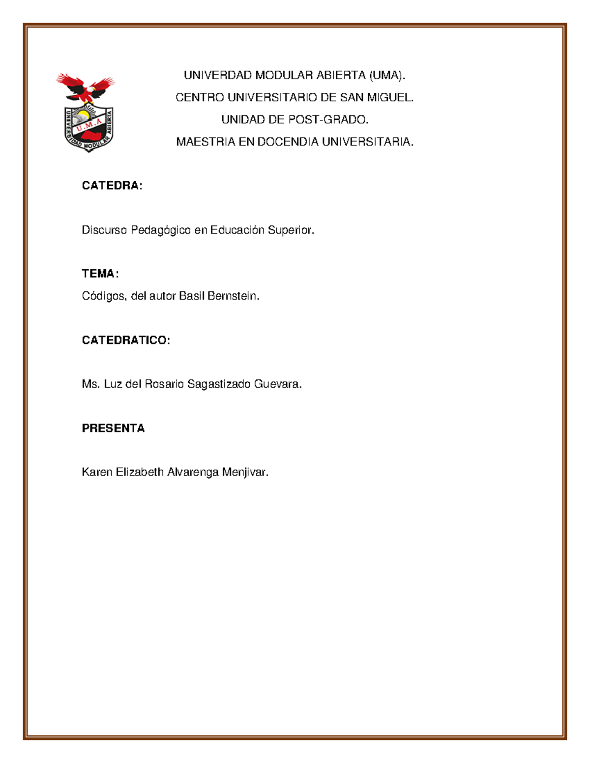 Códigos, del autor Basil Bernstein - matemática I - UGB - Studocu