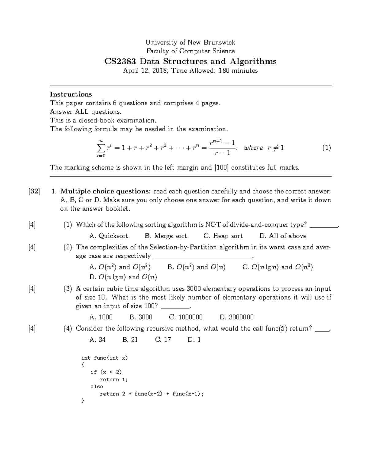 Final Answers Cs2383 Warning Tt Undefined Function 32 Warning Tt Undefined Function