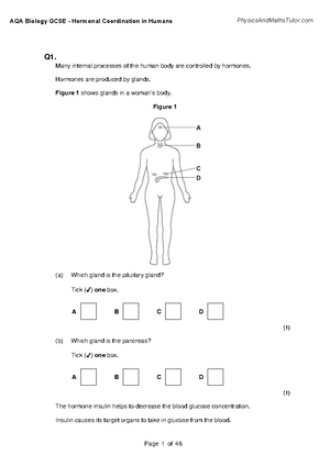 Detailed Notes - Topic 5 Homeostasis and Response - AQA Biology GCSE ...