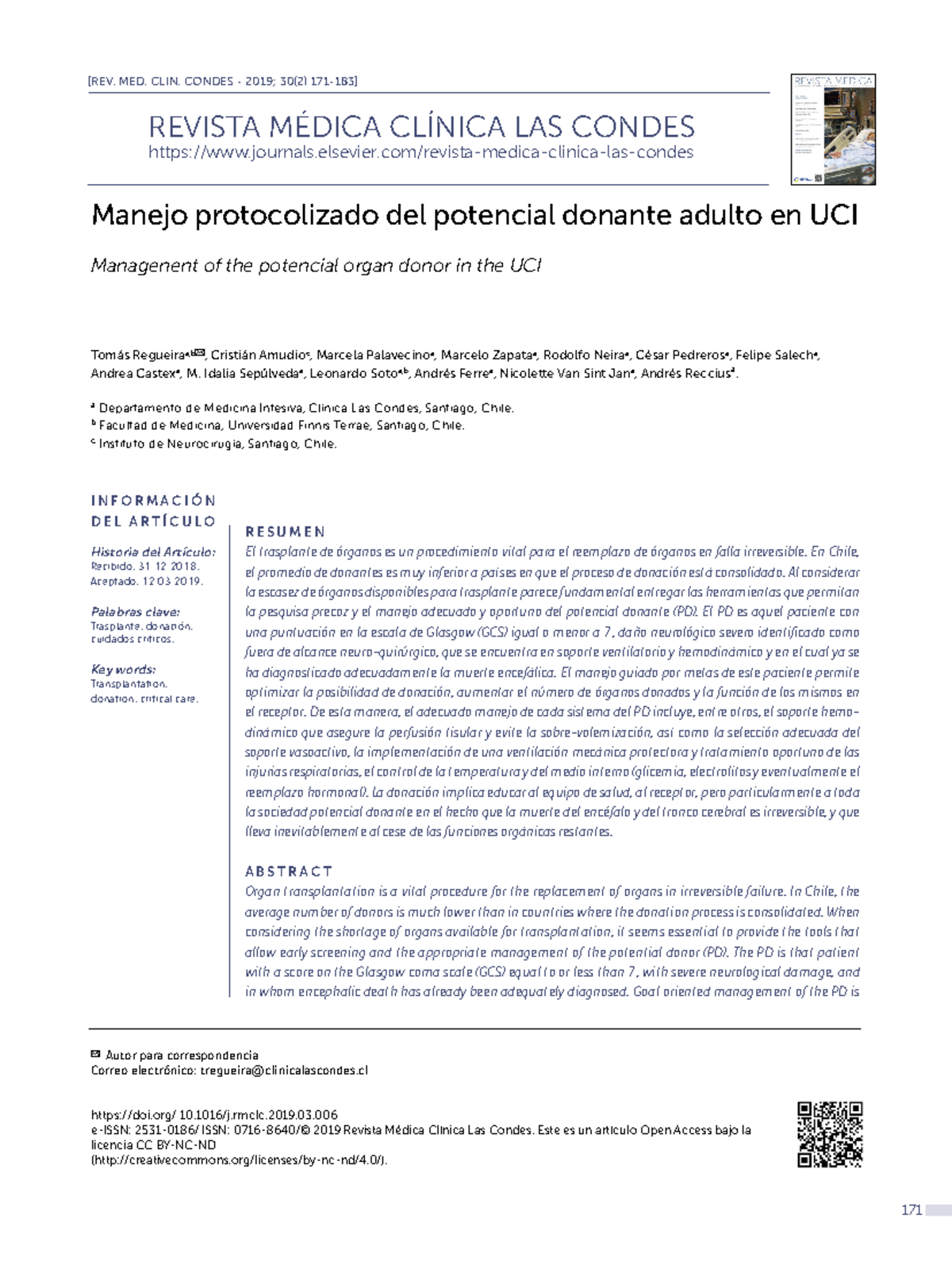 Manejo- Protocolizado-DEL- Potencial- Donante-AD 2019 Revista-M-dica-Cl-nica-La - I N F O R M A ...