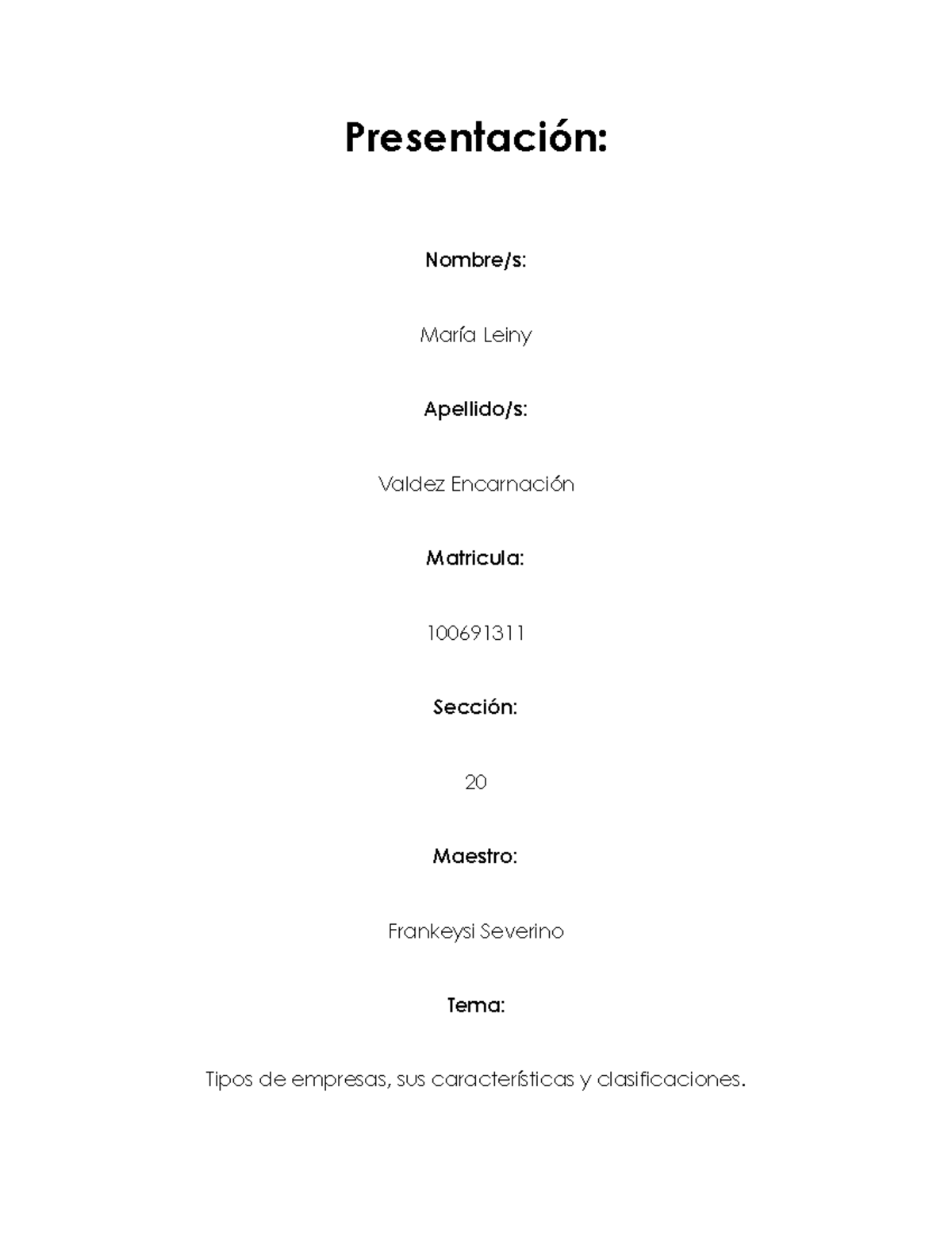 Empresas-caracteristicas y clasificacion-Maria L. Valdez - Presentación ...