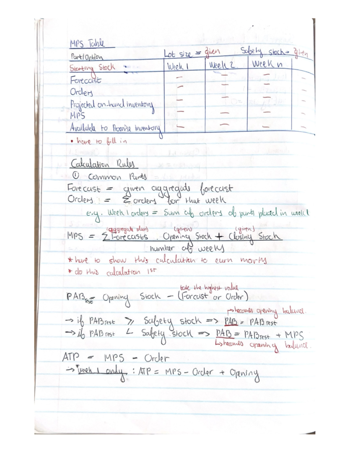 MPS Table Calculations - BOB 310 - Studocu