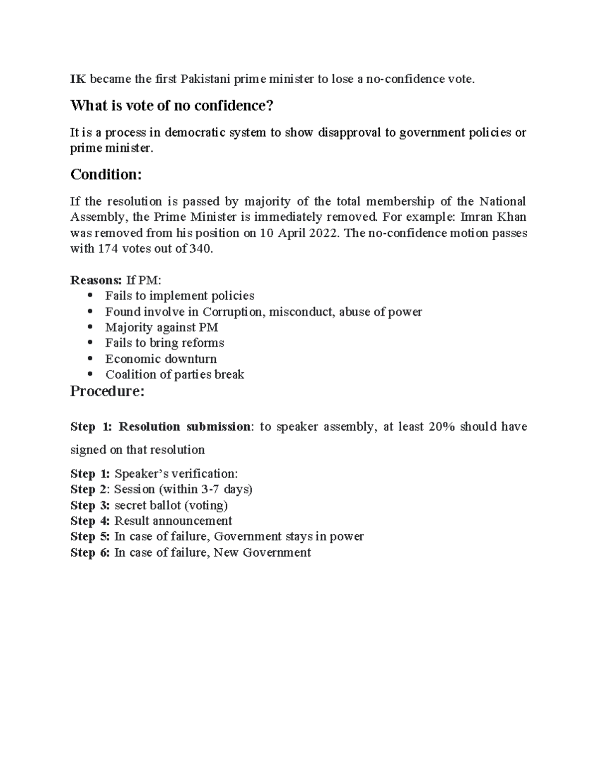 What is vote of no confidence - IK became the first Pakistani prime ...