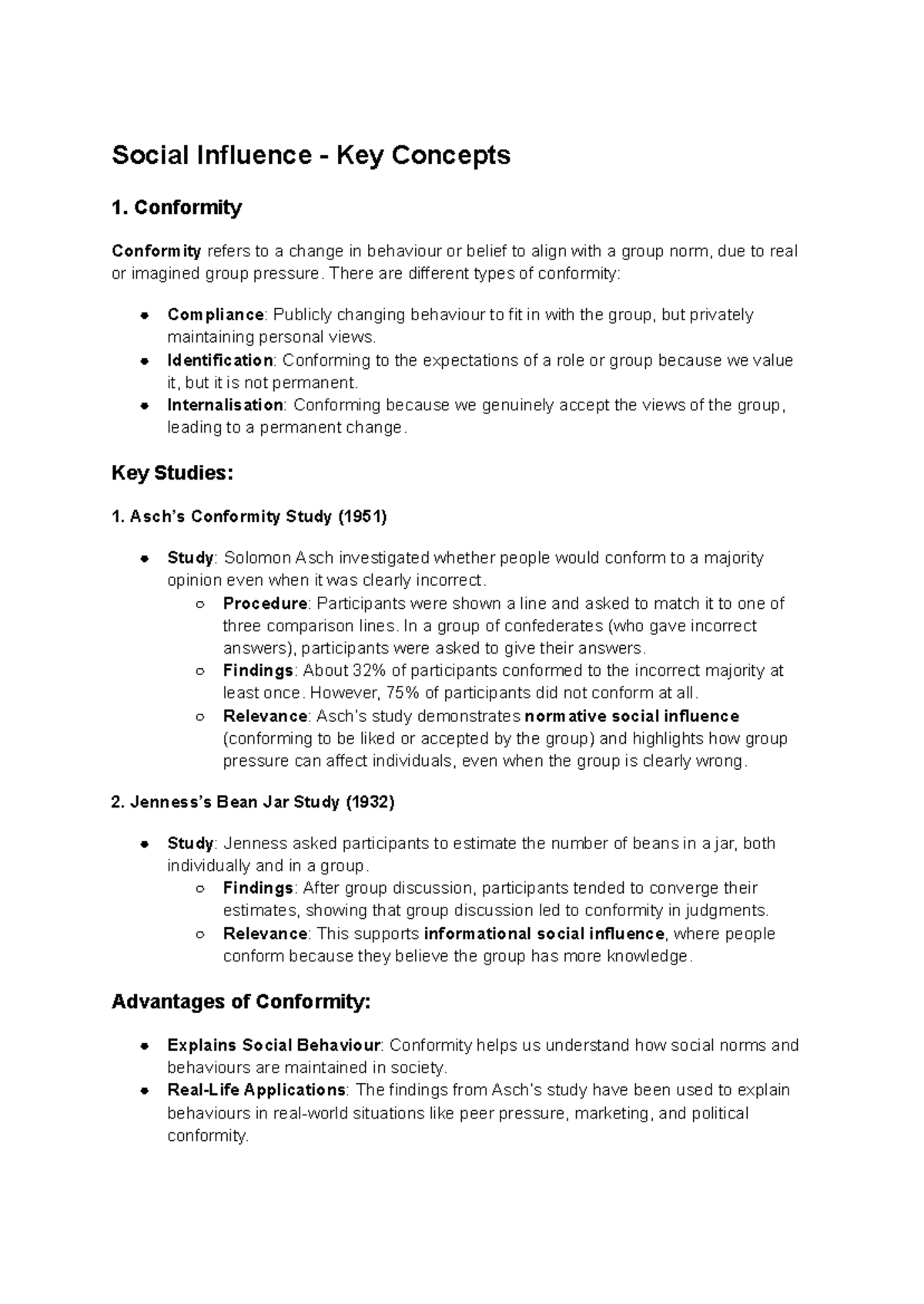 Social Influence - Key Concepts - Conformity Conformity refers to a ...