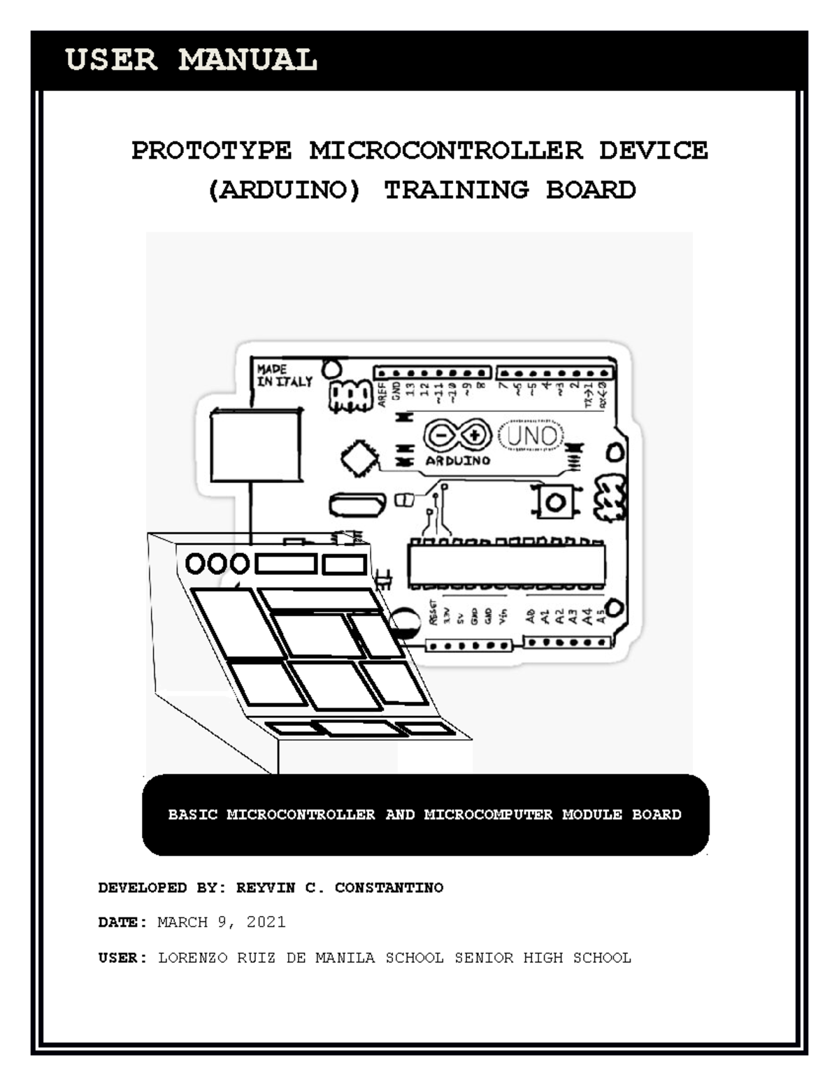 USER Manual - PROTOTYPE MICROCONTROLLER DEVICE (ARDUINO) TRAINING BOARD ...