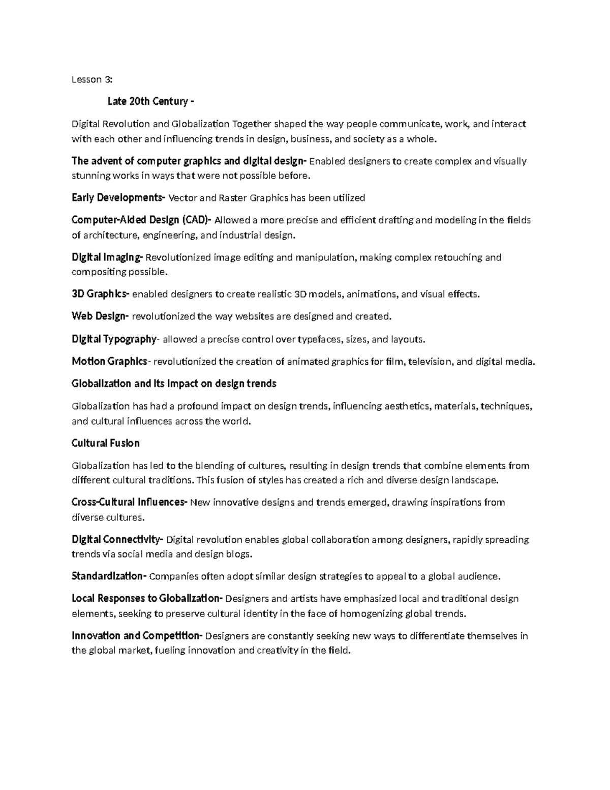 Lesson 3 - Lesson 3: Late 20th Century - Digital Revolution and ...