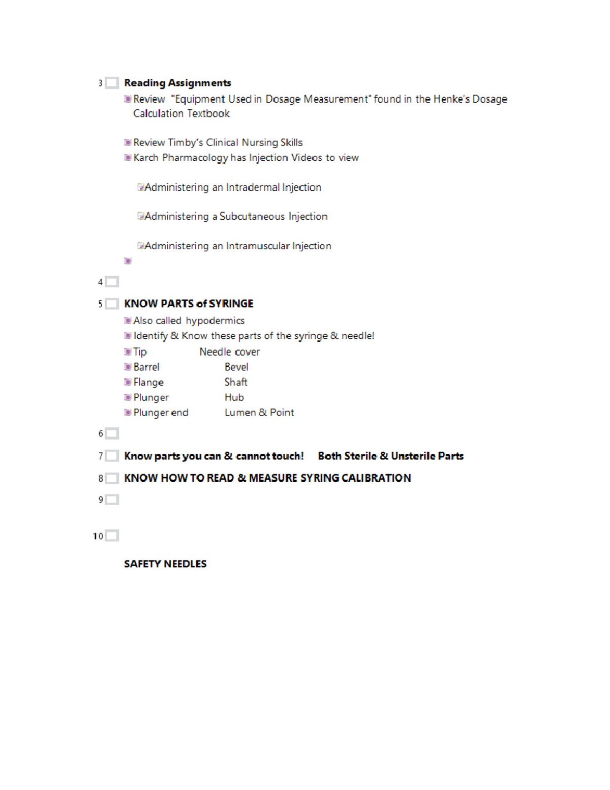 Medication administration injections notes - 3 Reading Assignments ...