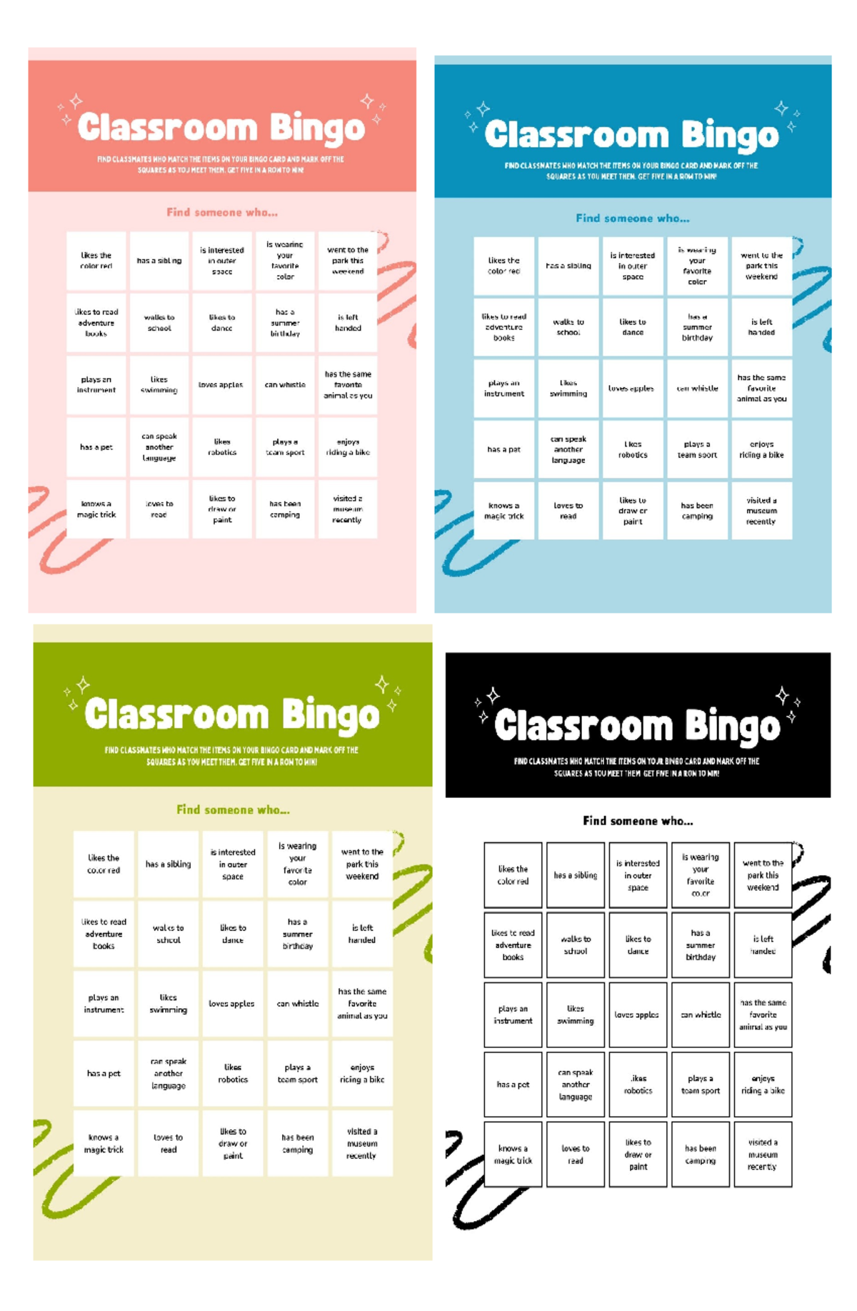 Human Bingo - Ice Breaker - Classroom Bingo Classroom Bingo FIND ...