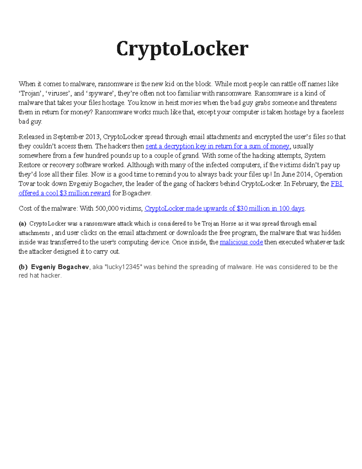 What is Cryptolocker. Intro to Computing - CryptoLocker When it comes ...