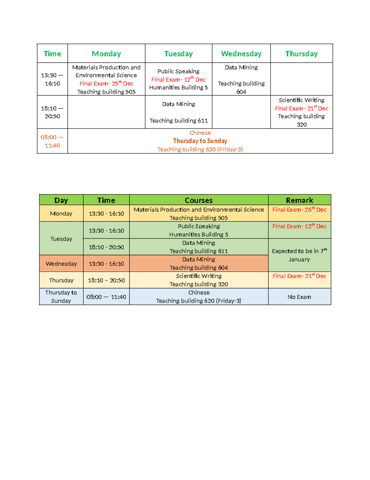 Time Table - Time Monday Tuesday Wednesday Thursday 13:30 — 16 ...