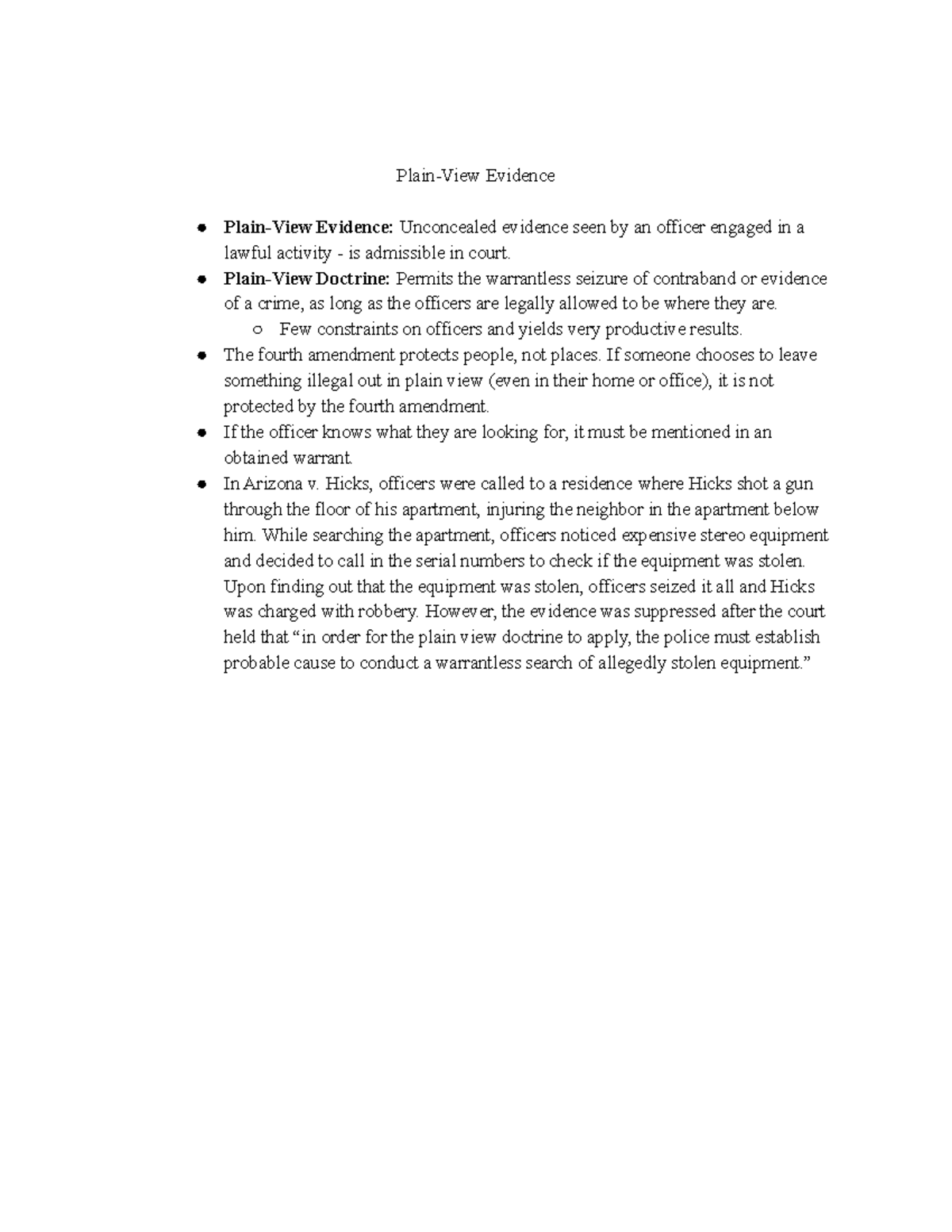 Plain-View Evidence Assignment - Plain-View Evidence Plain-View ...