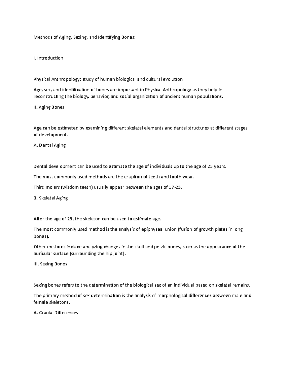 Methods of Aging - Introduction Physical Anthropology: study of human ...