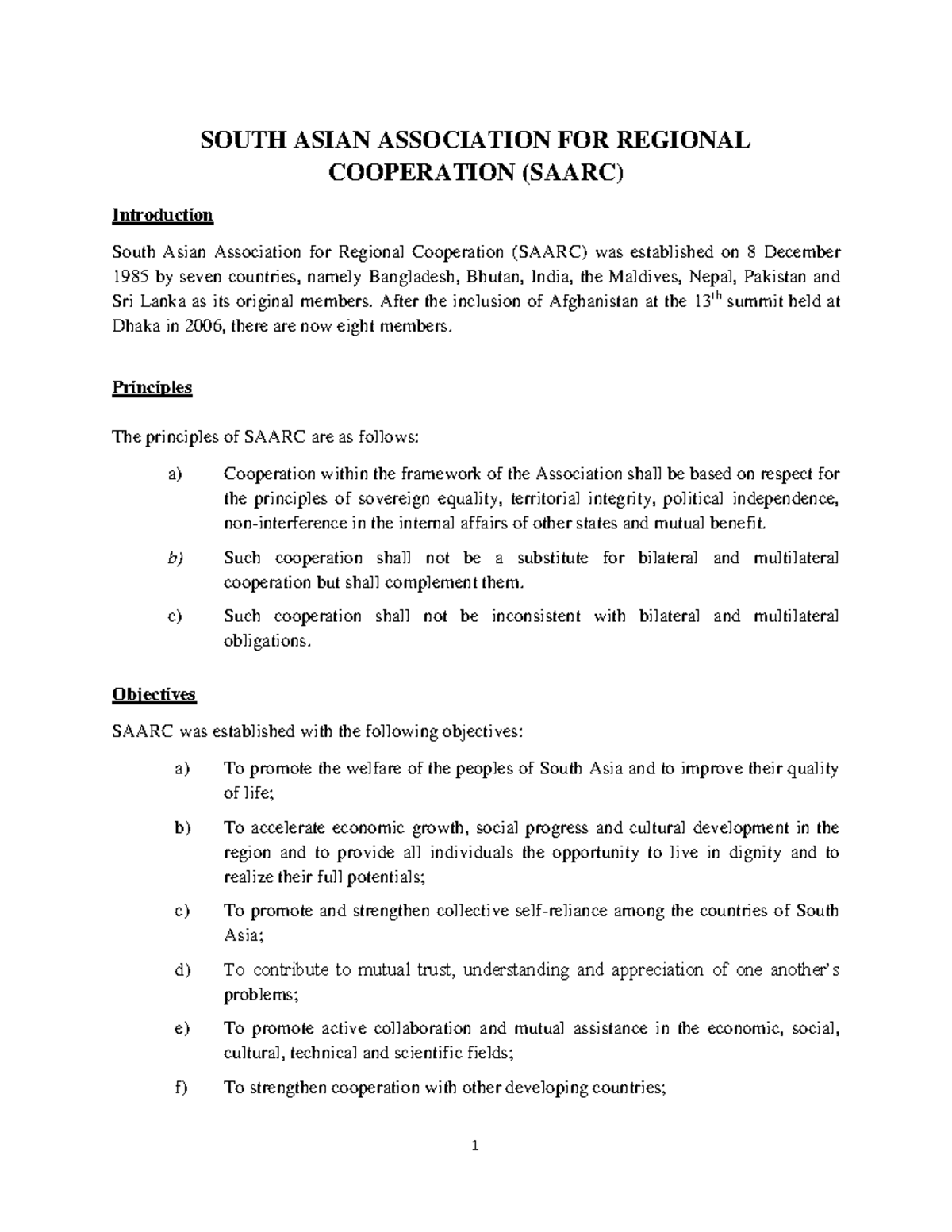 27018 Saarc - SOUTH ASIAN ASSOCIATION FOR REGIONAL COOPERATION (SAARC ...