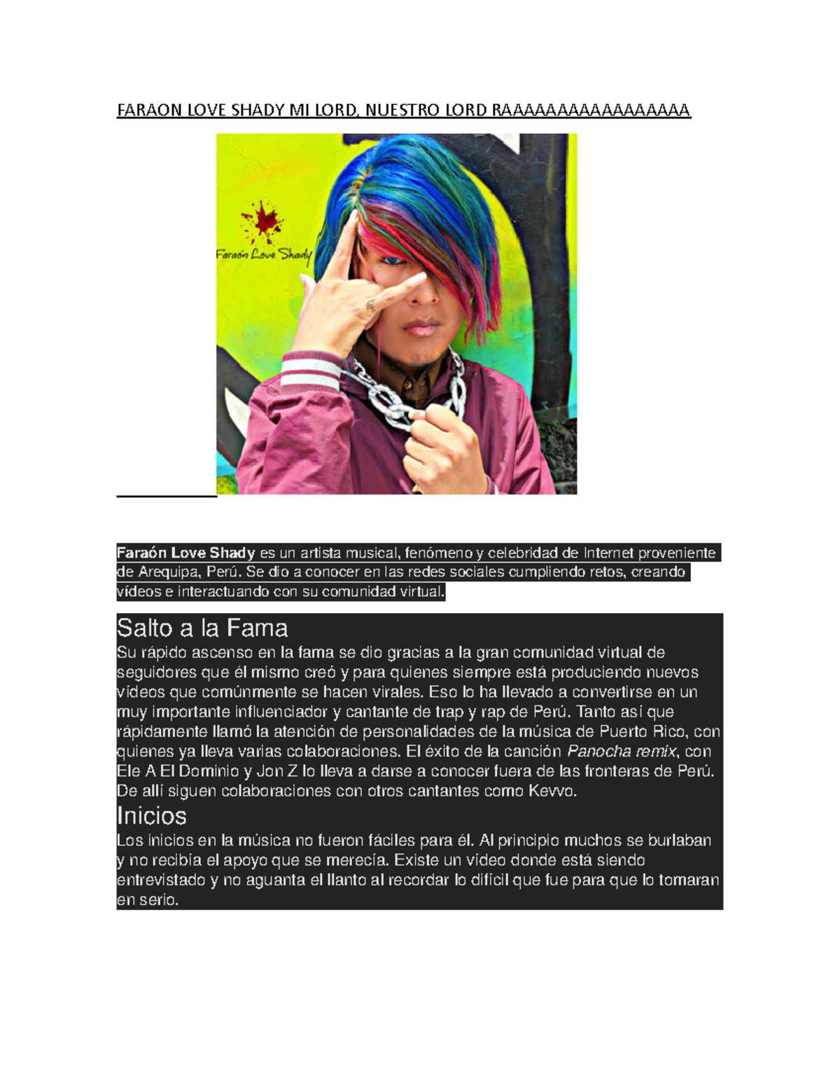 Faraon LOVE Shady MI LORD - FARAON LOVE SHADY MI LORD, NUESTRO LORD ...