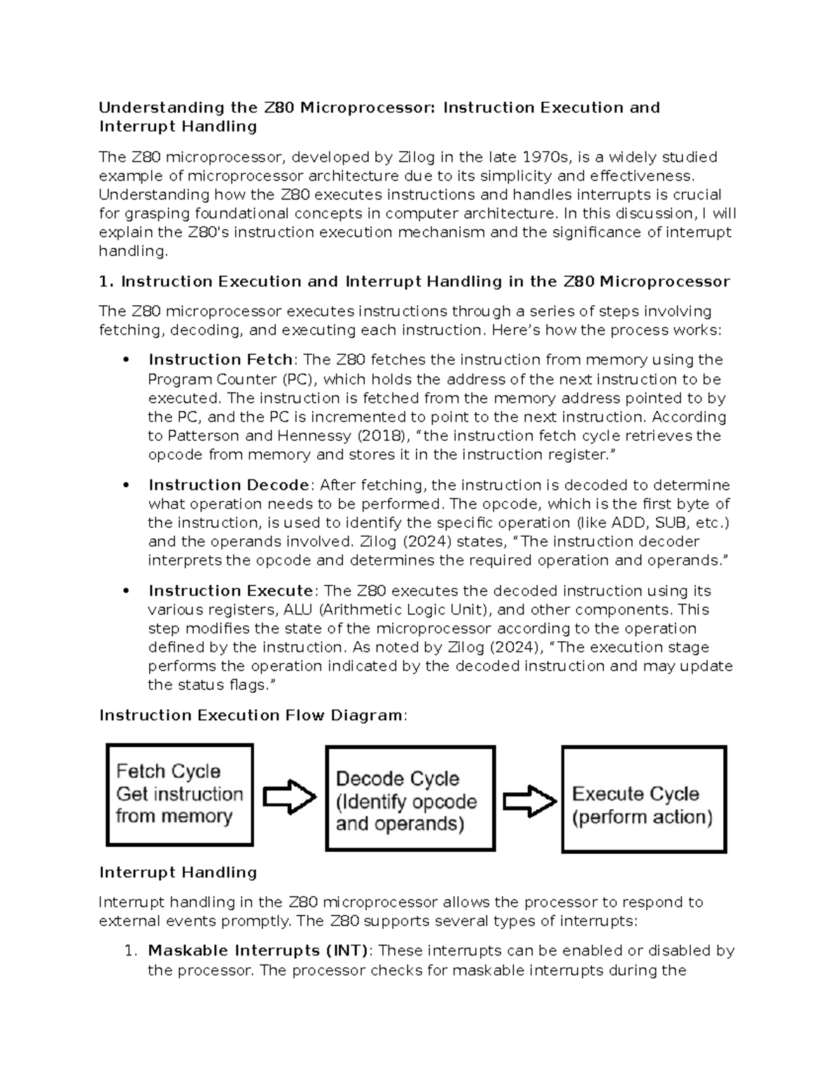 Assignment Activity Unit 6 - Understanding the Z80 Microprocessor: Instruction Execution and ...