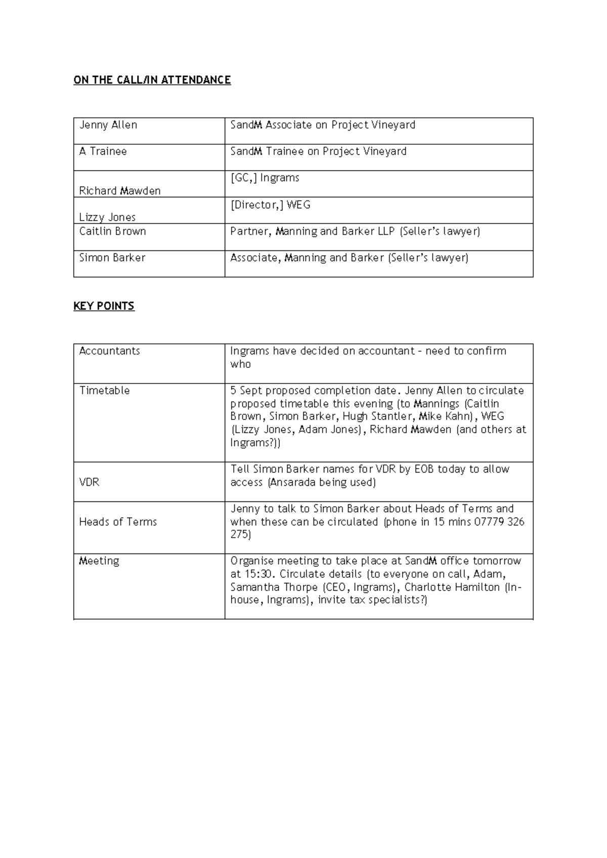 Task 5 - Model Answer - ON THE CALL/IN ATTENDANCE Jenny Allen SandM ...