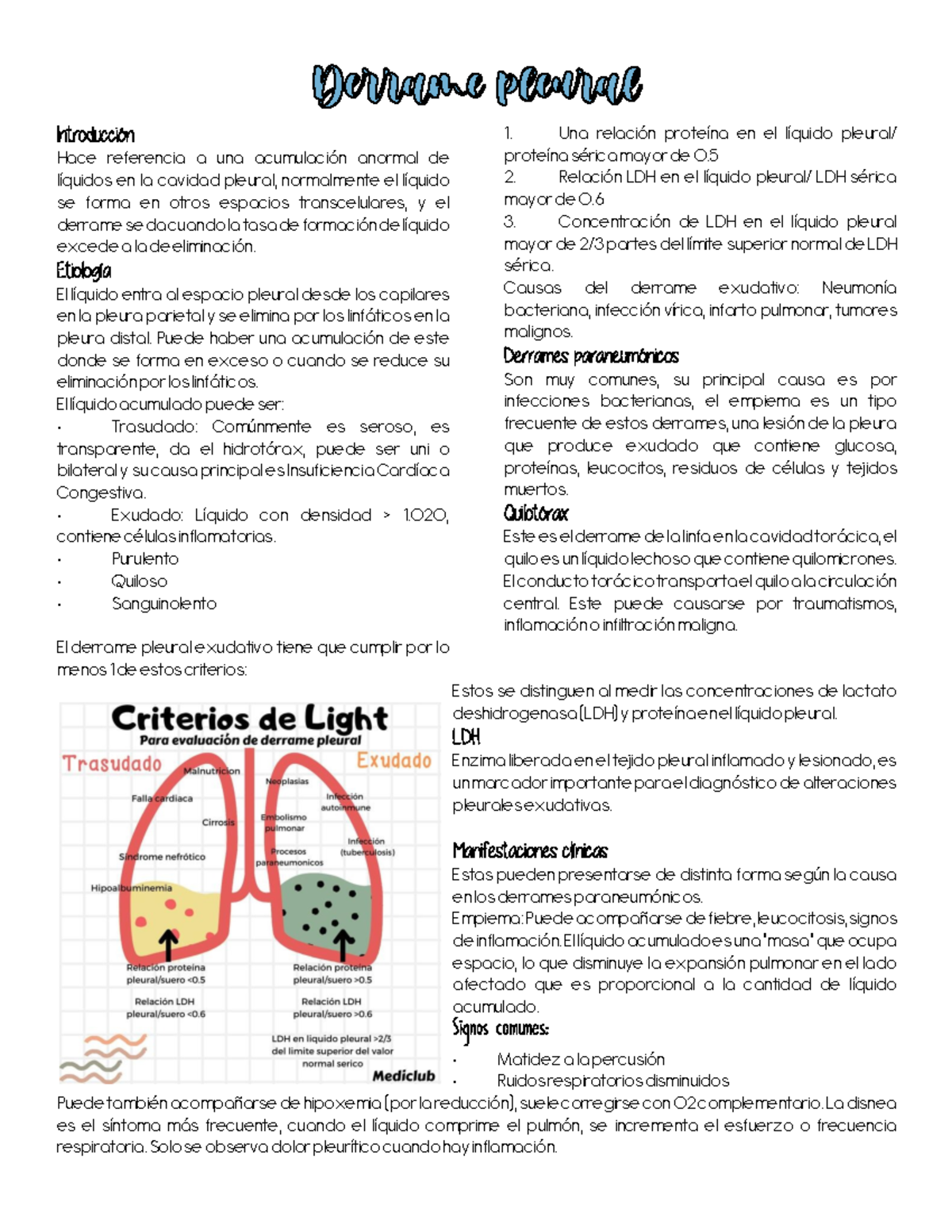 Derrame pleural - Introducción Hace referencia a una acumulación ...