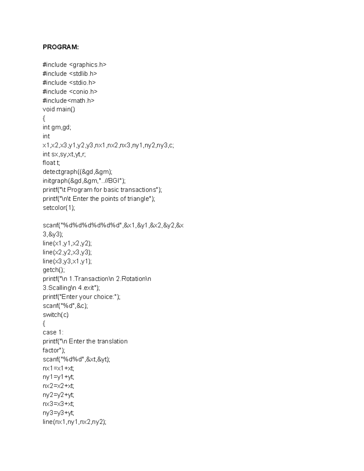 CG Jatin - A collection of various practicals with code and outputs for Computer Graphics ...