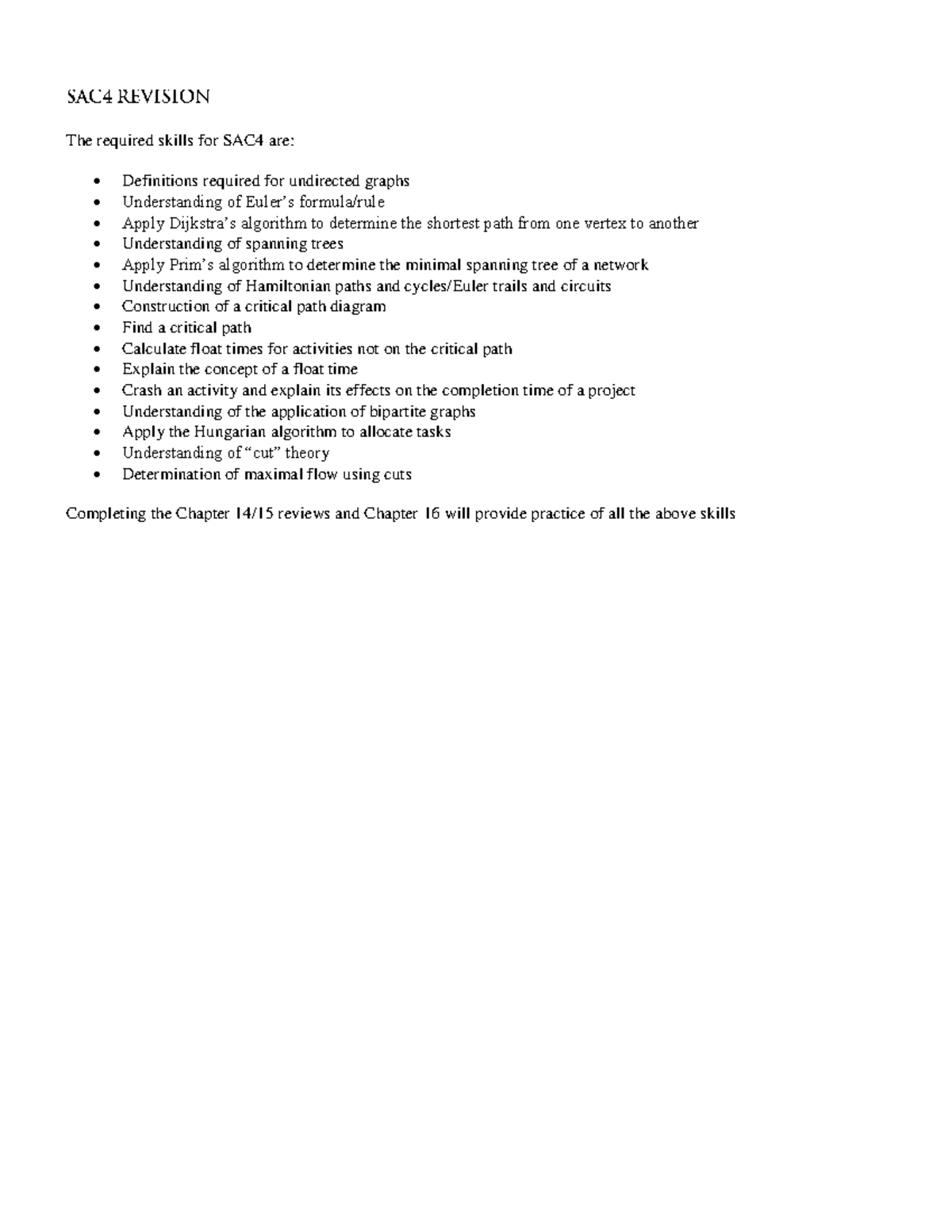 SAC 4 Revision - practice - The required skills for SAC4 are ...