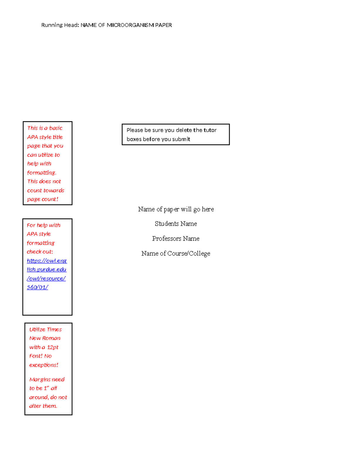 Microorganims Profile Paper General Guidelines Format 2020 - Name of ...